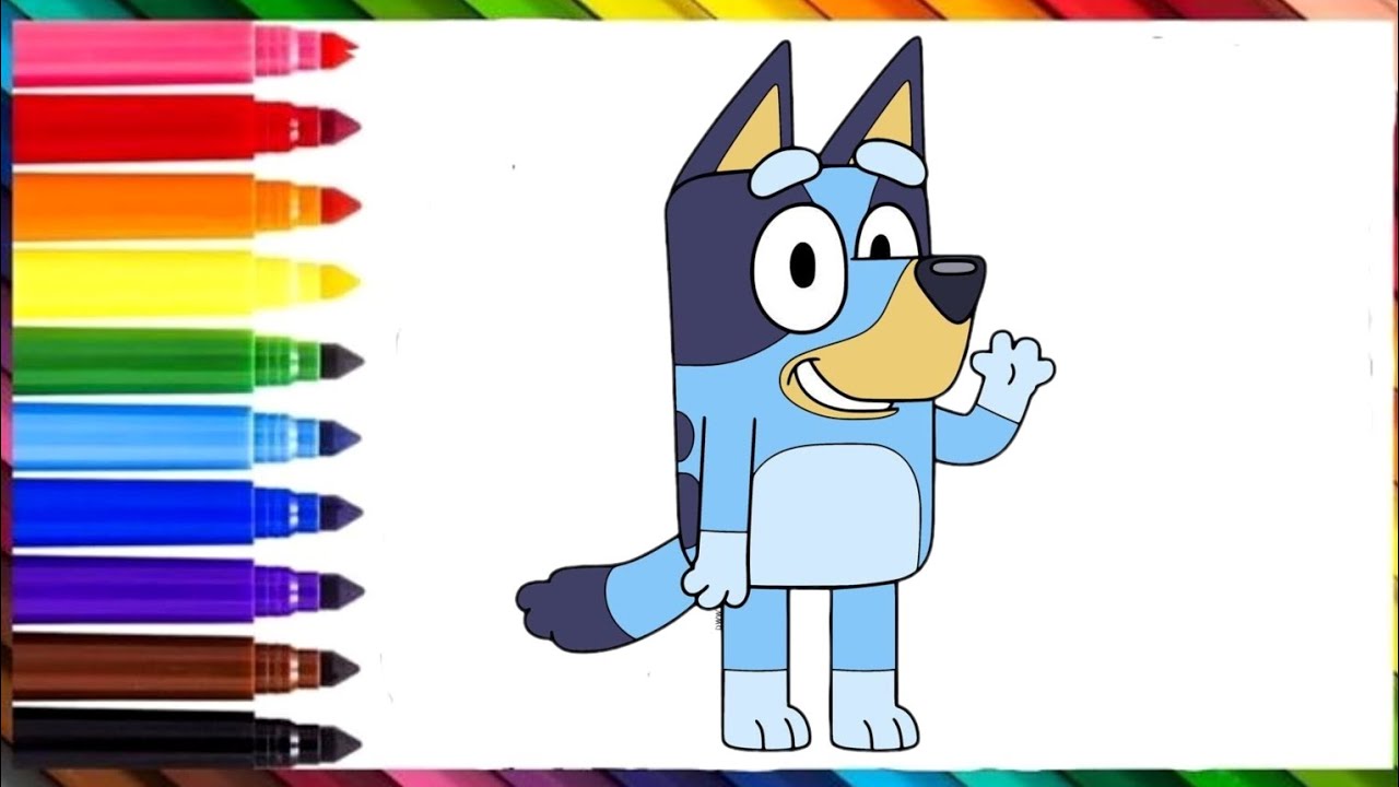 How to Draw Bluey Step By Step/Drawing And Coloring Cute Bluey/Drawing ...