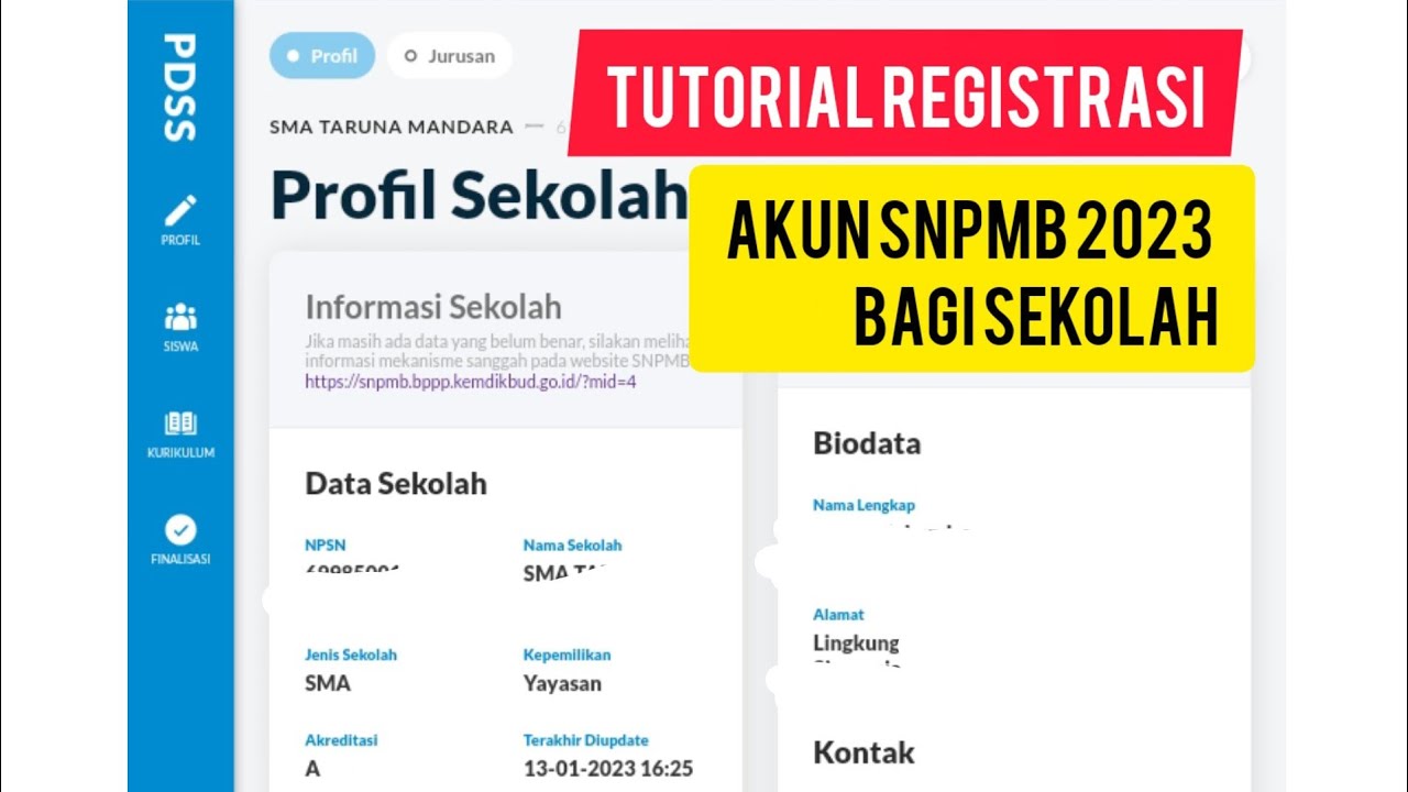 TUTORIAL REGISTRASI AKUN SNPMB SNBP 2023 UNTUK SEKOLAH - YouTube