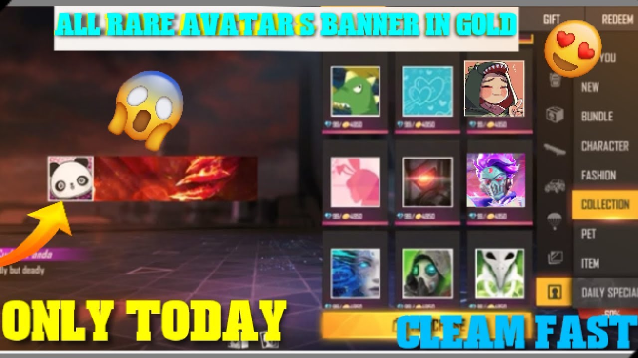 All Rare Avatar & Banner In Gold | in INDIAN SERVER |Free Fire New ...