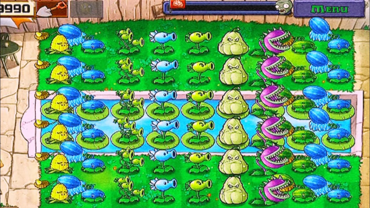 PVZ - More Games - Survival - Pool - Putting Plants in One Line ...
