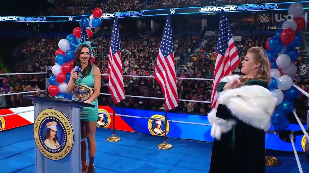 Chelsea Green makes a grand entrance as Lady Liberty as first ever ...