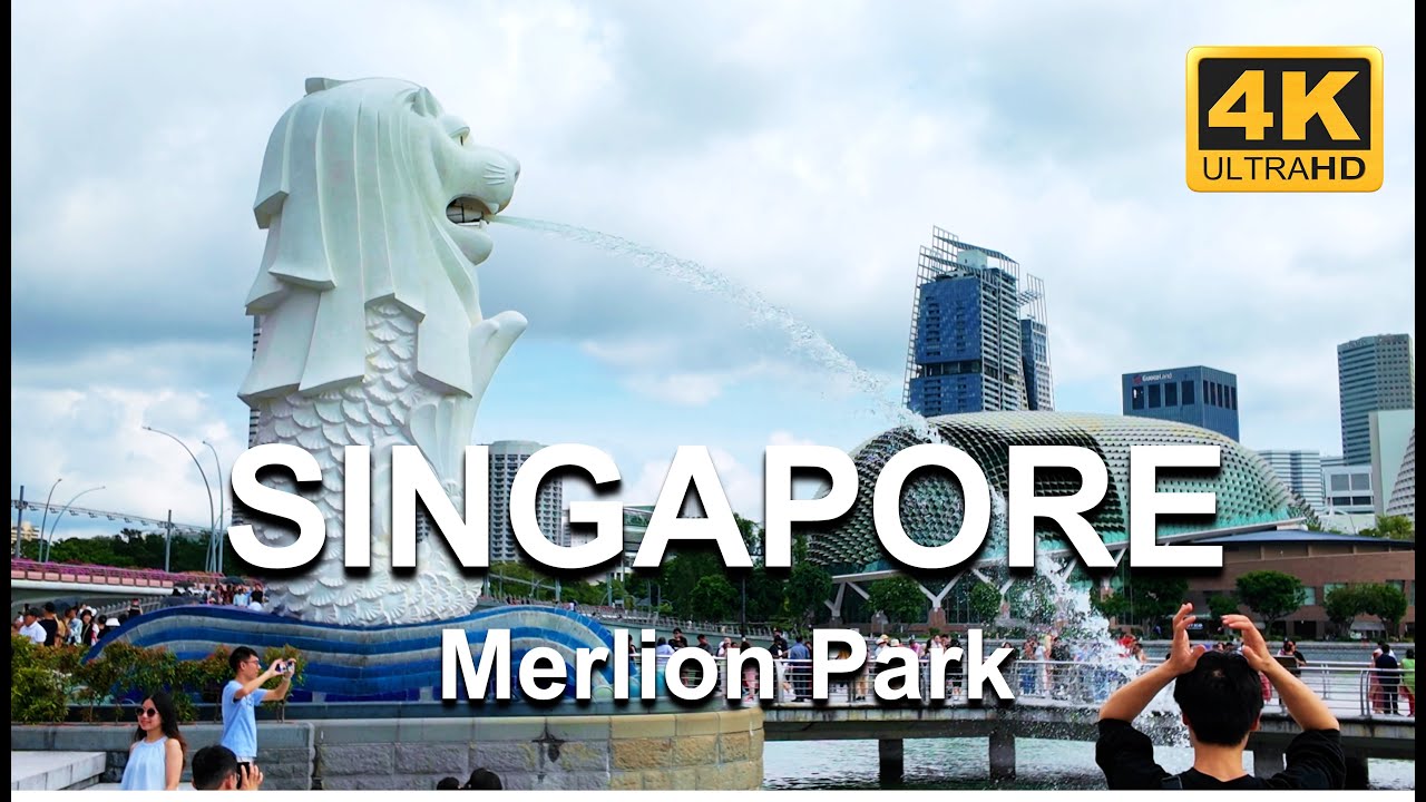 Merlion Park Singapore from Fullerton Bay Hotel | 4K UHD Walking Tour ...