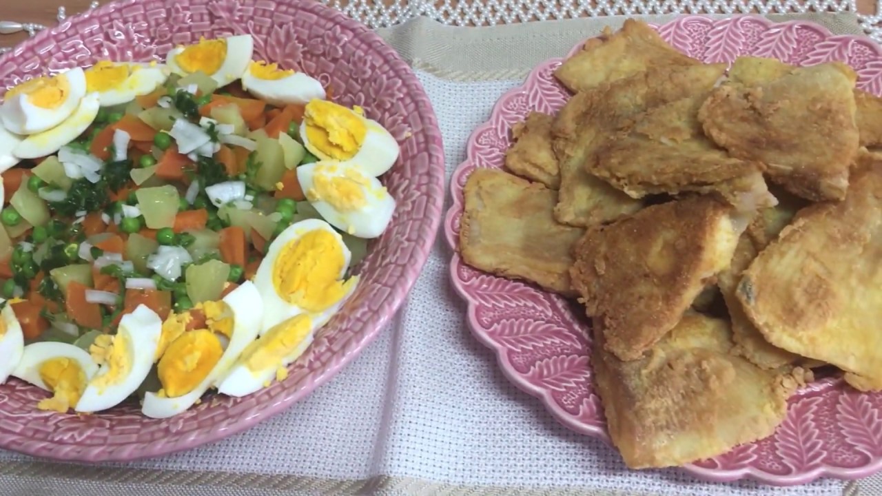 Raia frita com salada russa caseira à moda da... Nandinha! - YouTube