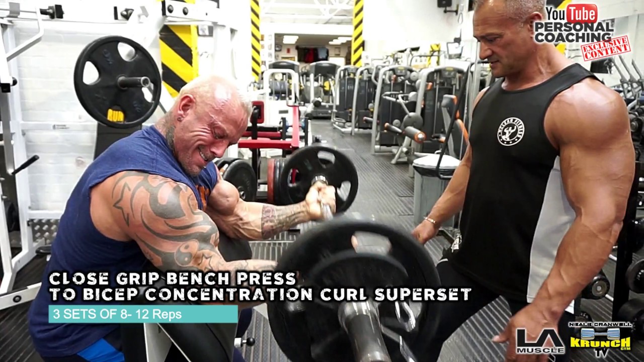 Neale Cranwell and Roy Mclean Train Arms at Krunch Gym - YouTube