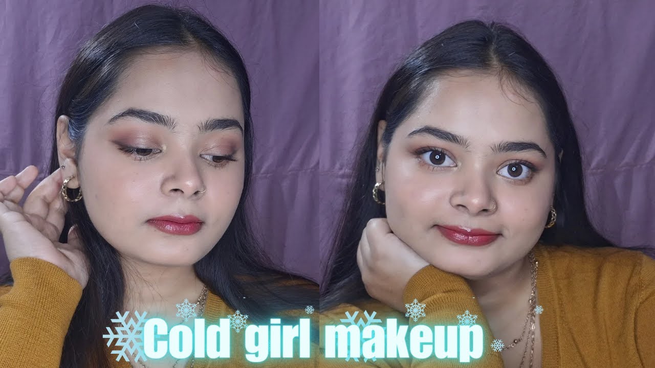 ️Trying viral Cold Girl Makeup ️|step by step tutorial 😉|Dewey winter ...