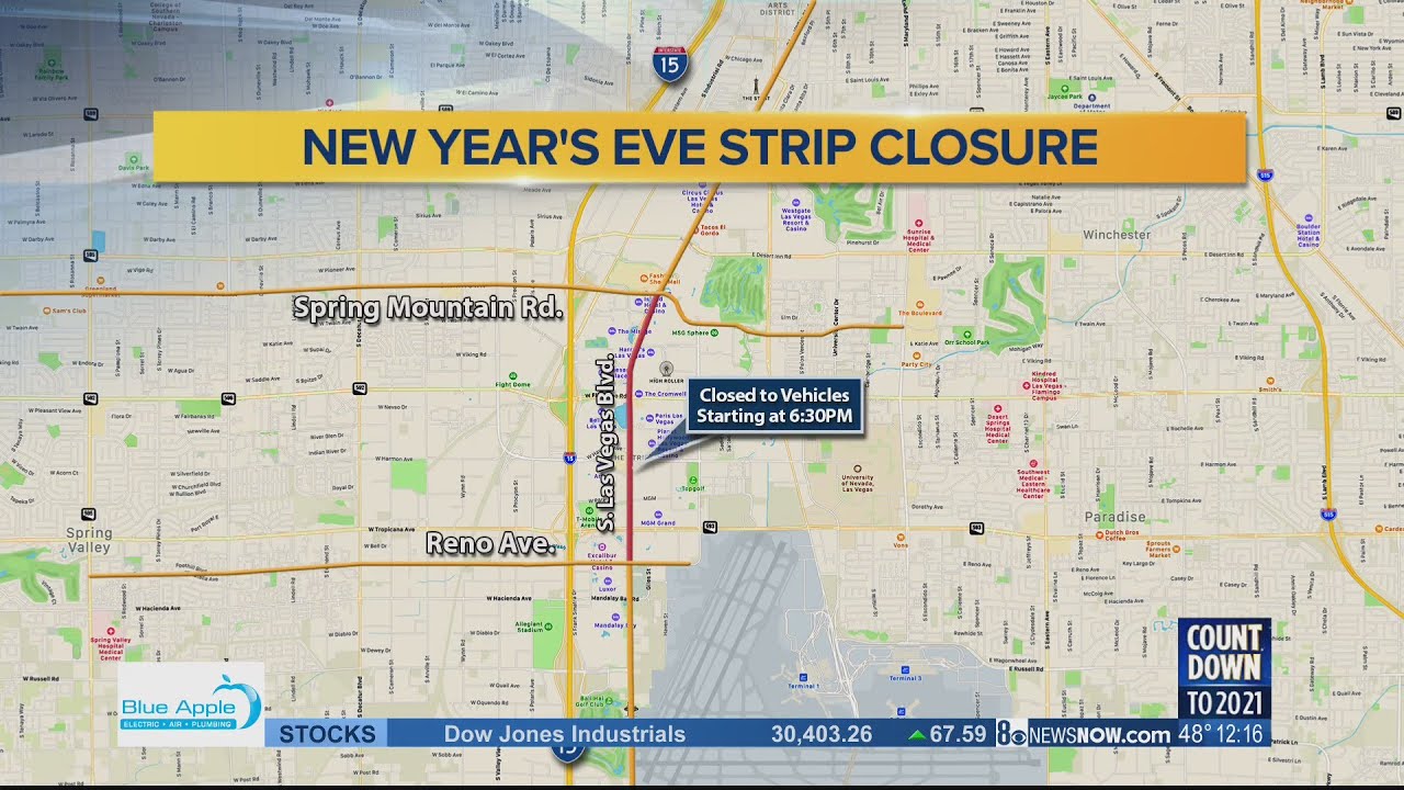 New Year's Eve Strip closures - YouTube