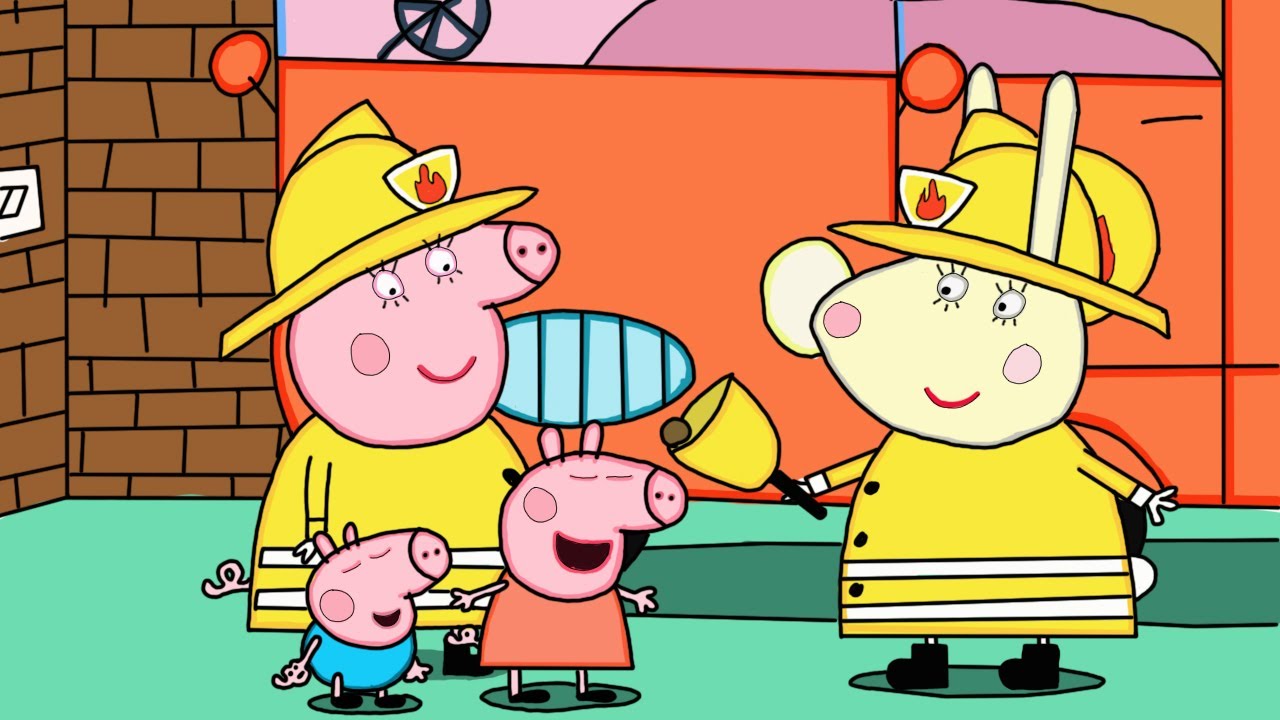 Peppa taught to be a firefighter - Peppa pig fanmade coloring story ...