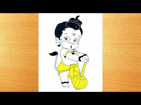 how to draw bal hanuman step by step | bal hanuman drawing | hanuman ...