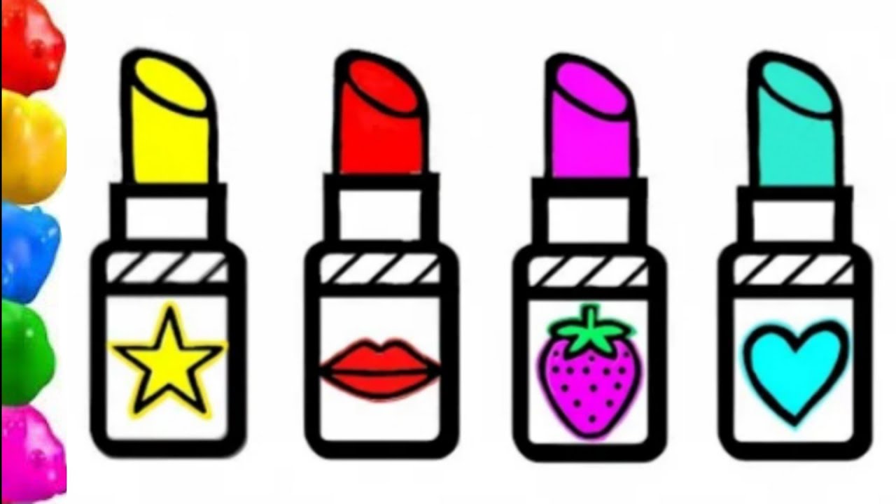 How To Draw LIPSTICKS Step_by_Step💄👄 Easy Drawing and Coloring Lipstick ...