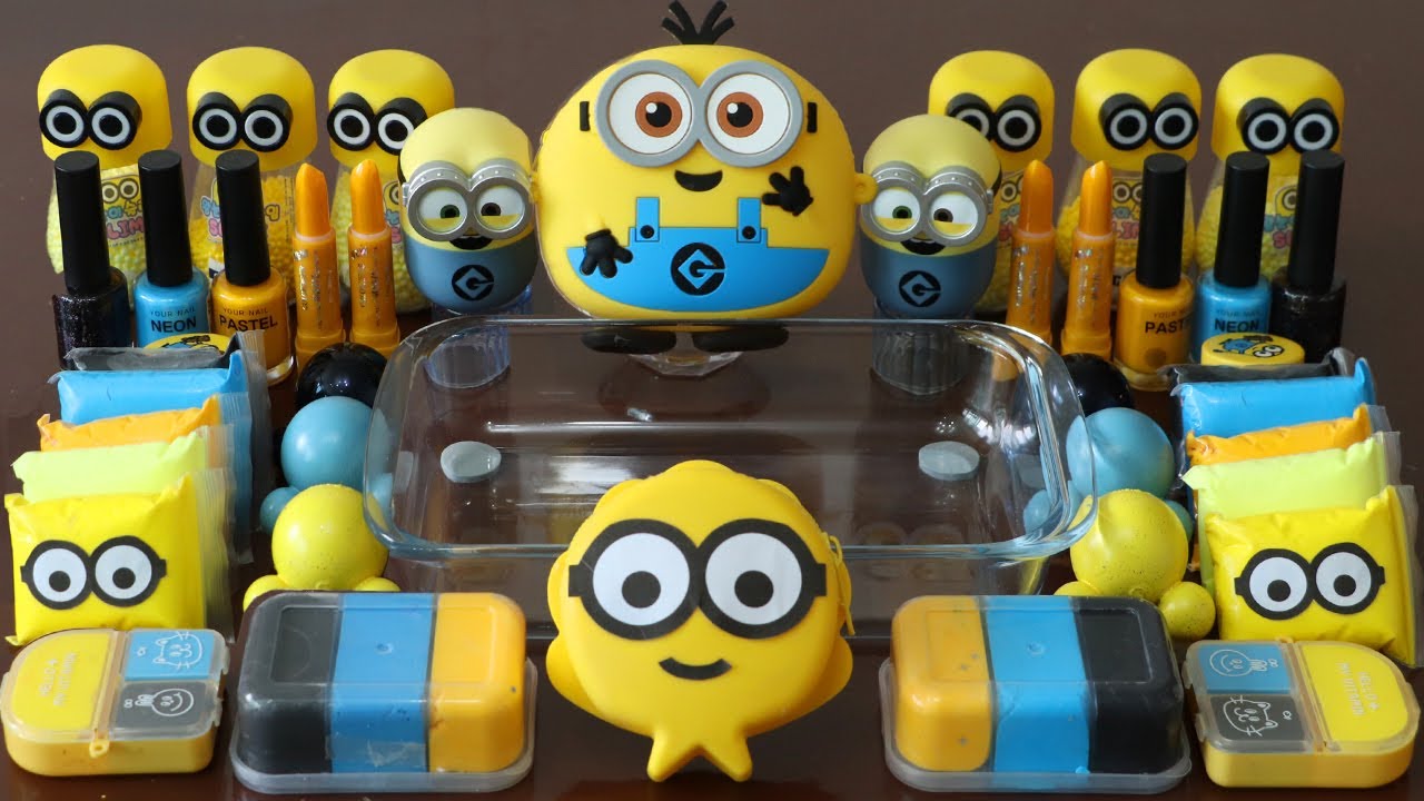 Mixing”Minions” Eyeshadow and Makeup,parts,glitter Into Slime ...