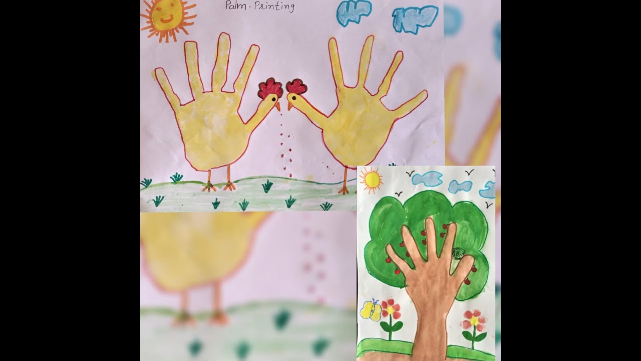 Hand print tree /palm printing /easy drawing ideas/creative painting ...