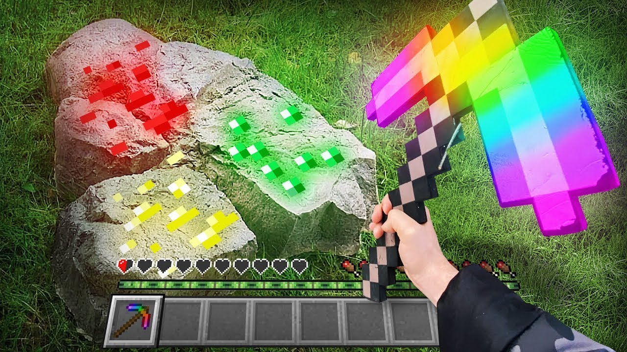 Minecraft in Real Life POV ~ Rainbow Ore + Pickaxe Crafting in ...