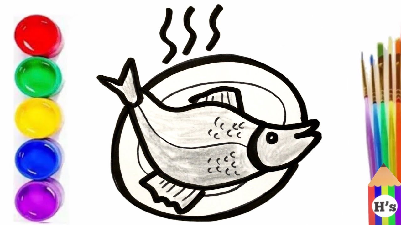How To Draw a Fried Fish | рисуем жареную рыбу для детей - YouTube