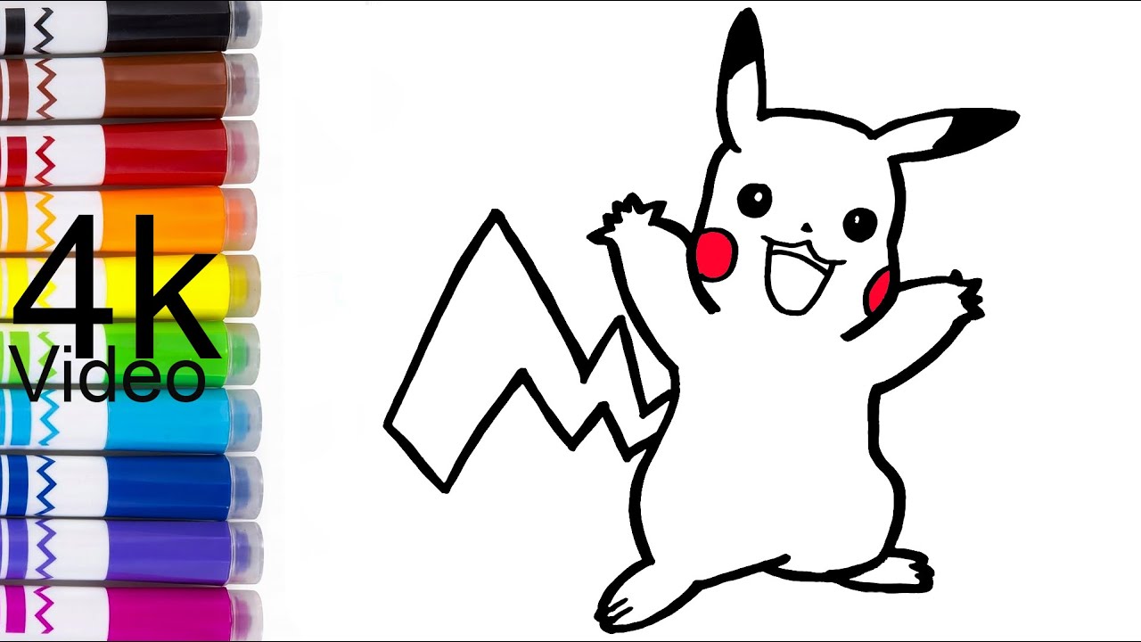 How to draw Pikachu | rainbow colors for kids | how to draw Pokemon ...
