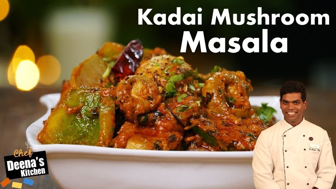 Kadai Mushroom Masala Recipe in Tamil | How to Make Mushroom Masala ...