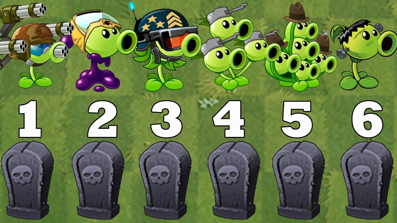 PvZ2 Challenge - Every Plants Max Level Vs 10 Tutorial Grave stone ...