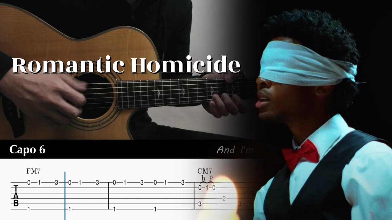 Romantic Homicide - d4vd - Fingerstyle Guitar TAB Chords - YouTube