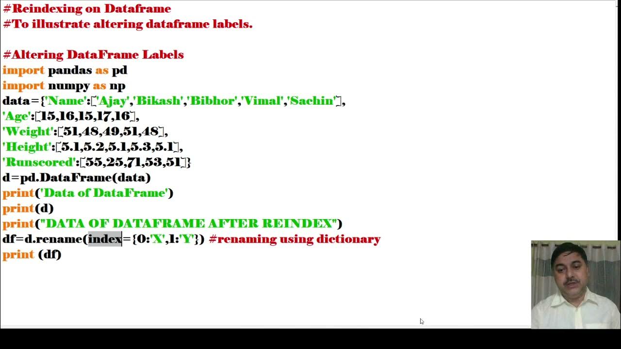 PYTHON PANDA DATAFRAME REINDEXING AND RENAMING 6 - YouTube