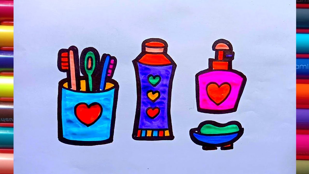 Toothbrush & Toothpaste drawing, colouring and painting for kide ...