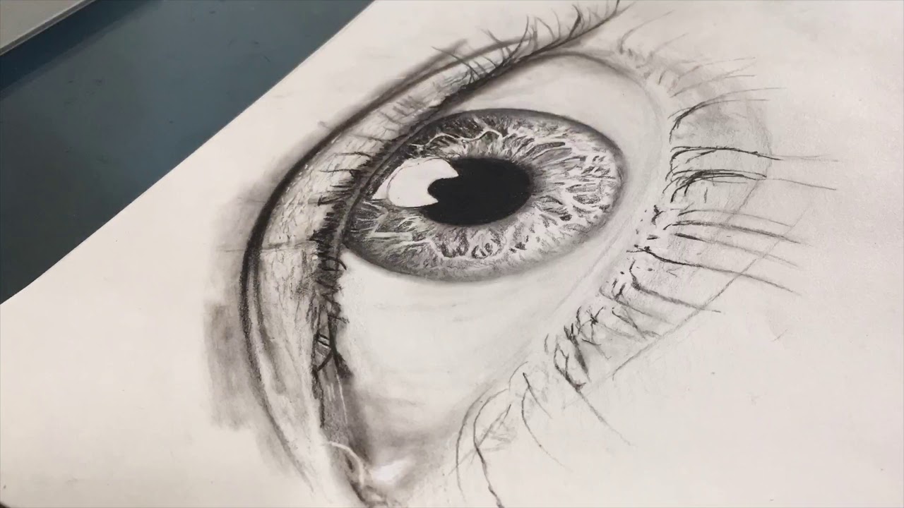 Realistic eye Drawing With Charcoal And Led Pencil - YouTube