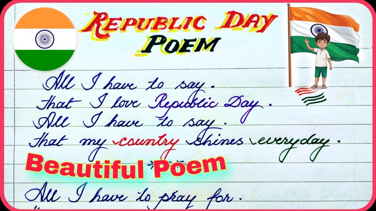Write a poem on Republic day/Republic day poem in english/26 january ...