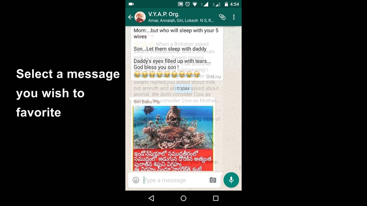 How to favorite a message in whatsapp - YouTube