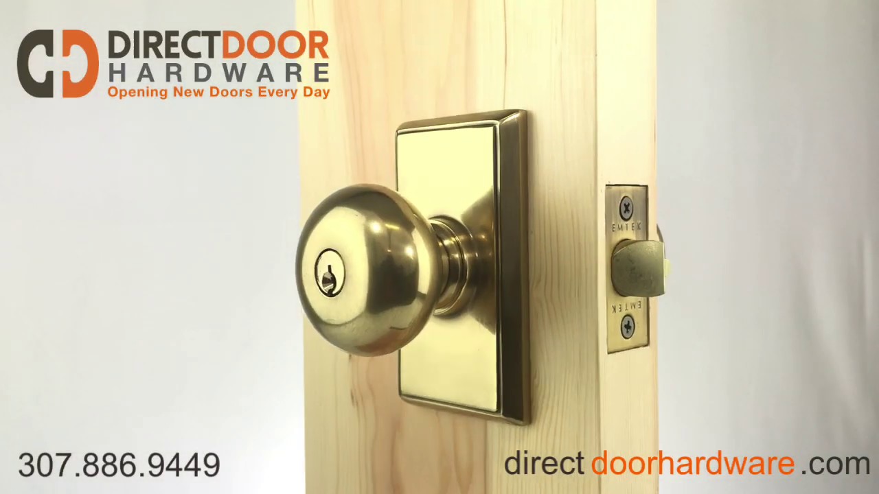 Emtek Providence Keyed Knob with Rectangular Rosette in French Antique ...