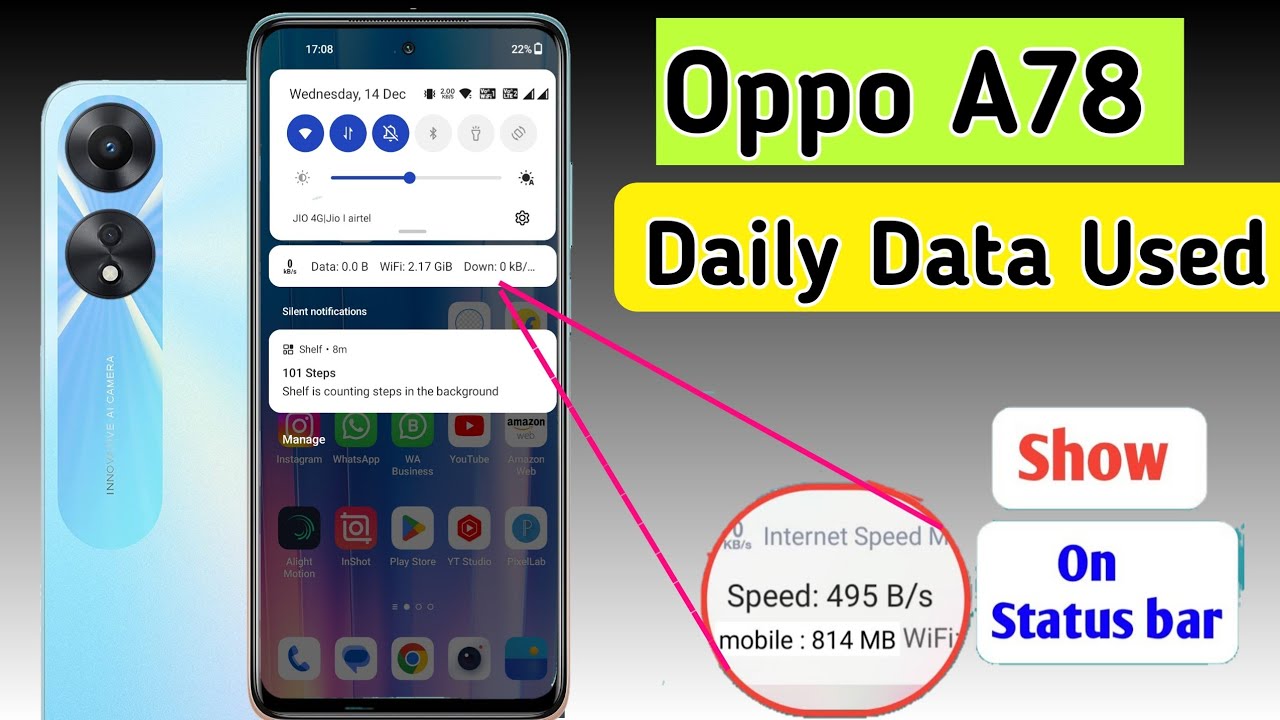 Oppo a78 Enable daily data Usage setting | Oppo a78 Enable Data Usage Notification Bar - YouTube