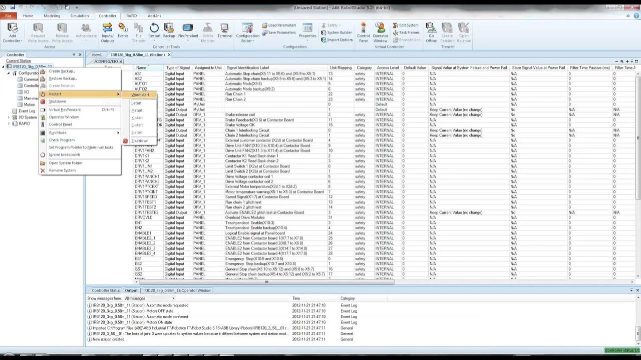 How to configure I/O for a robot controller system in RobotStudio - YouTube