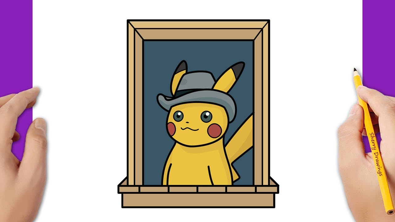 How To Draw Pikachu With Grey Felt Hat Easy - Inspired by Self-Portrait ...