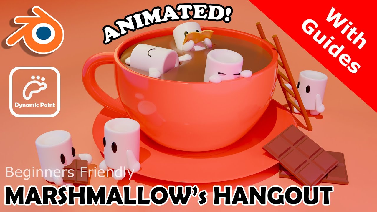 ANIMATED MARSHMALLOW (With GUIDES) - BLENDER 3D MODELING 059 - YouTube