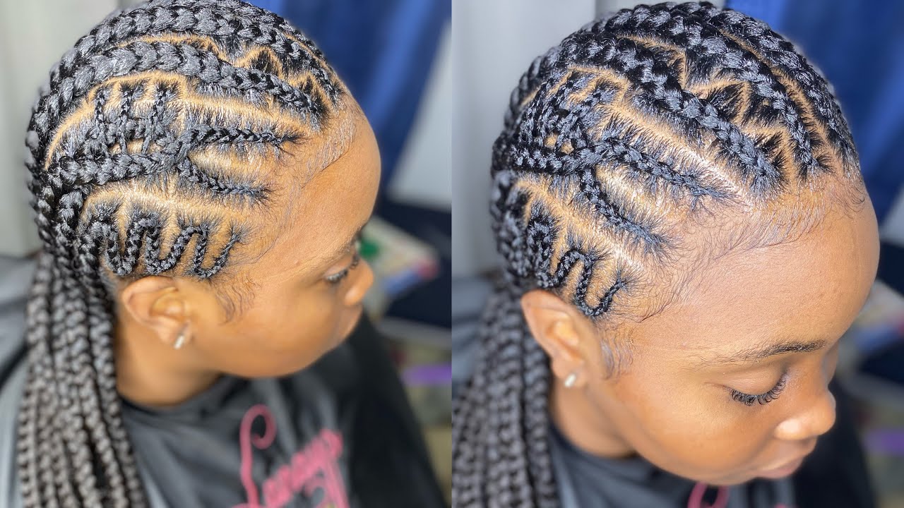 Feedin braids/ Freestyle Design/ Straight back braids - YouTube