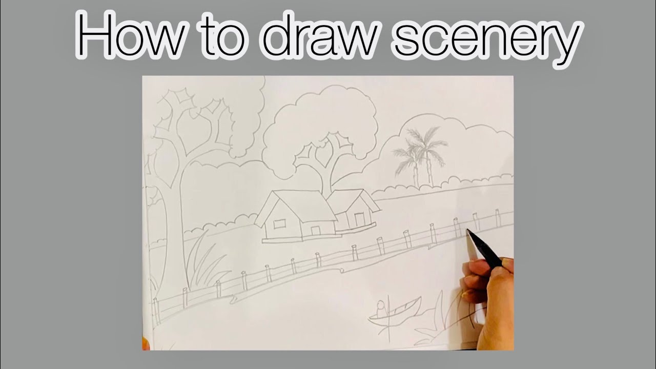 How to draw a scenery | Easy pencil scenery draw | Scenery drawing # ...