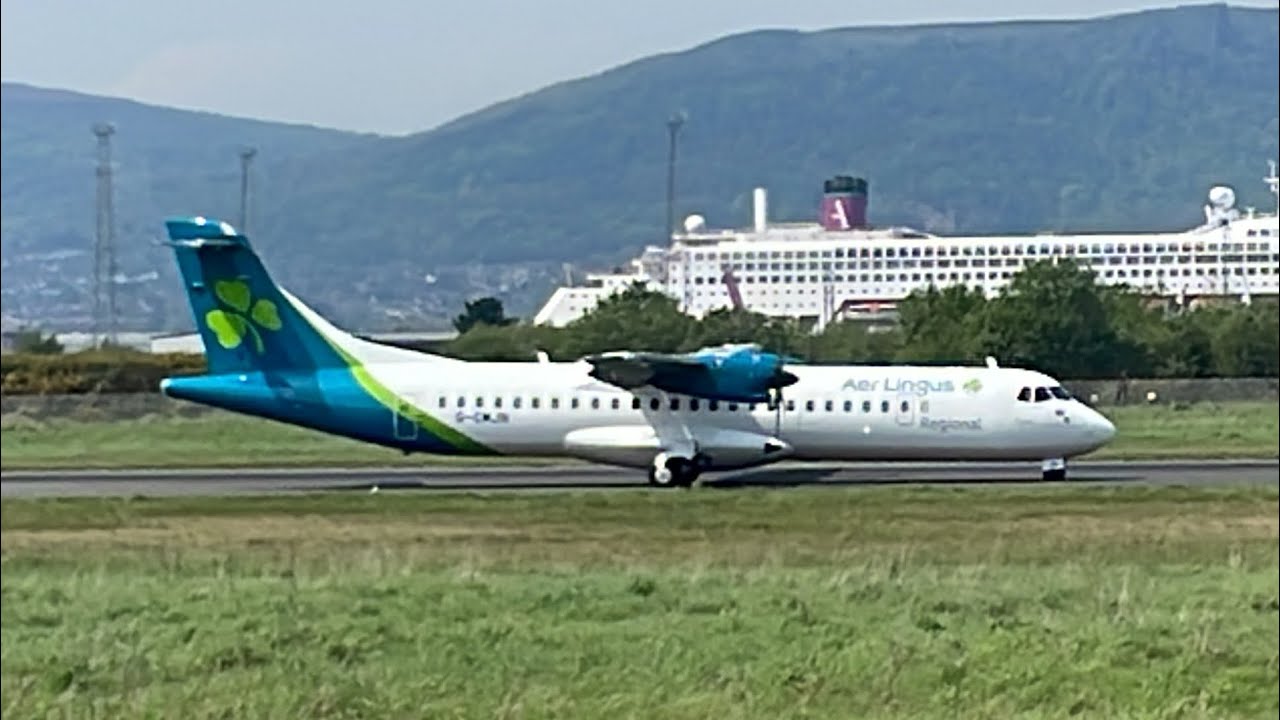Aer Lingus Regional backtrack and runway vacate at BHD - YouTube