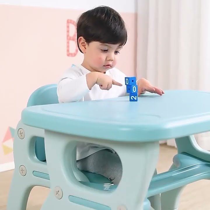 Kids Learning Table & Chair Set with Storage Shelf - YouTube