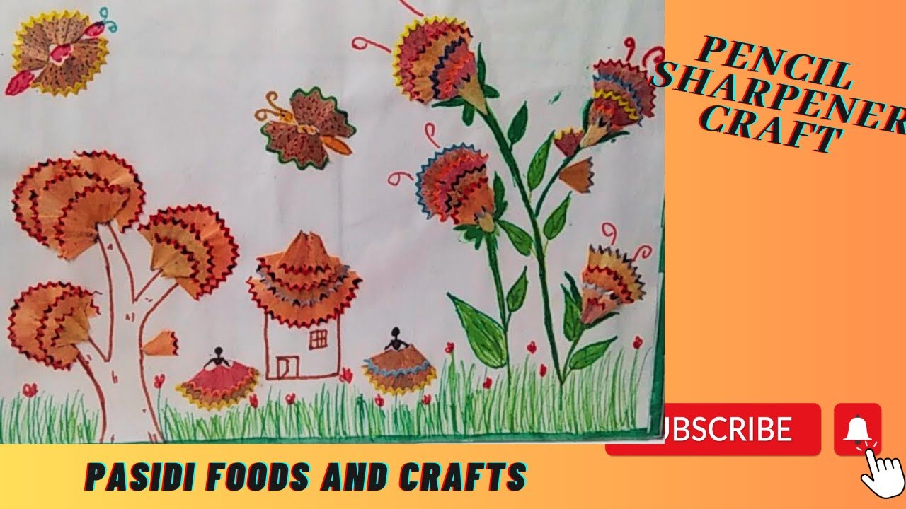 Pencil sharpener craft # Pencil shaving art idea Pasidi Foods& Crafts ...