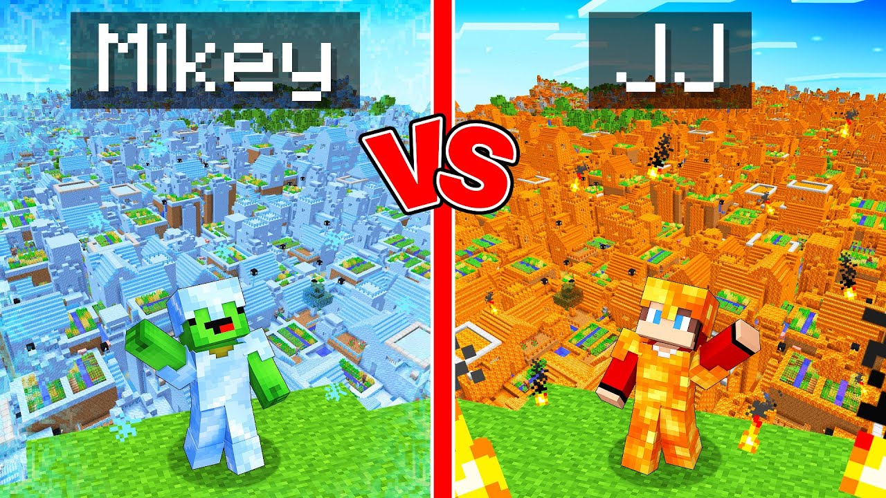 Mikey ICE Village vs JJ FIRE Village Survival Battle in Minecraft (Maizen) - YouTube