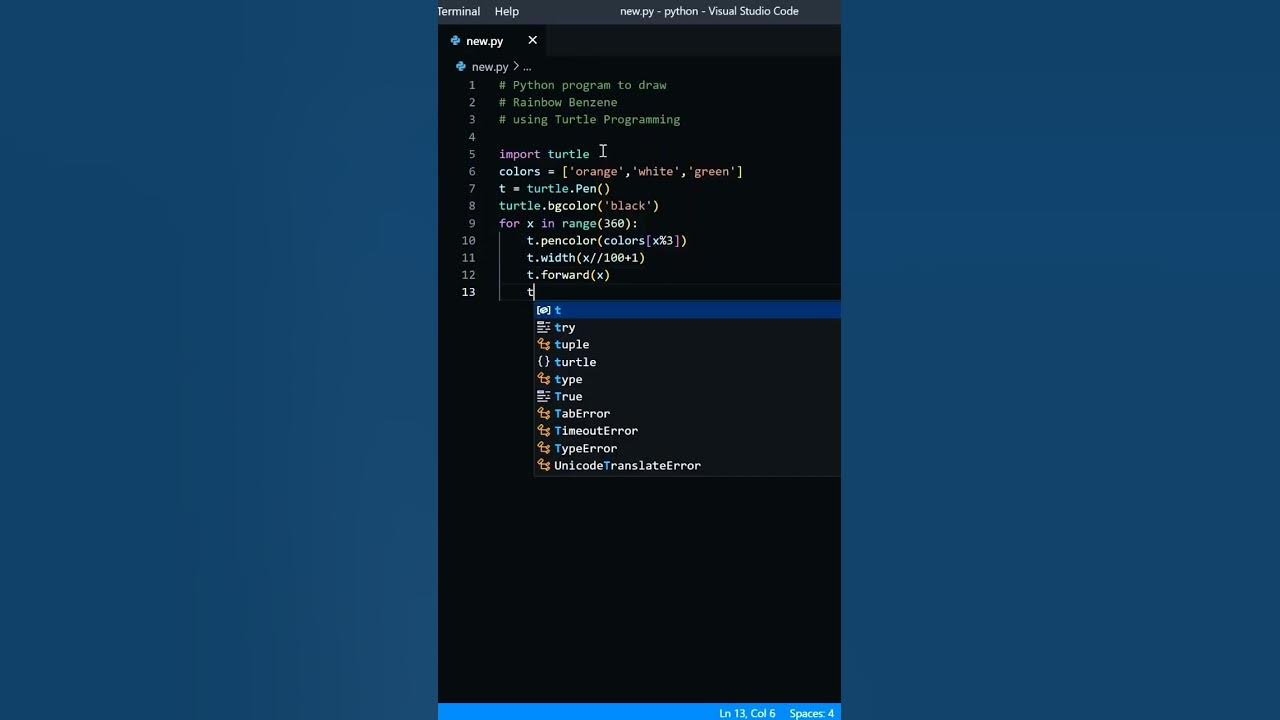 Rainbow Benzene Using Turtle Programming Youtube