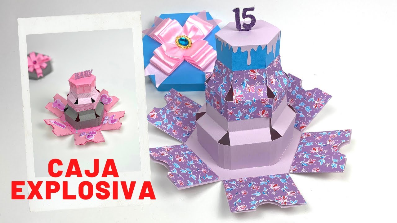 Caja hexagonal explosiva con fotos. Pastel sorpresa. Silhouette Cameo. - YouTube