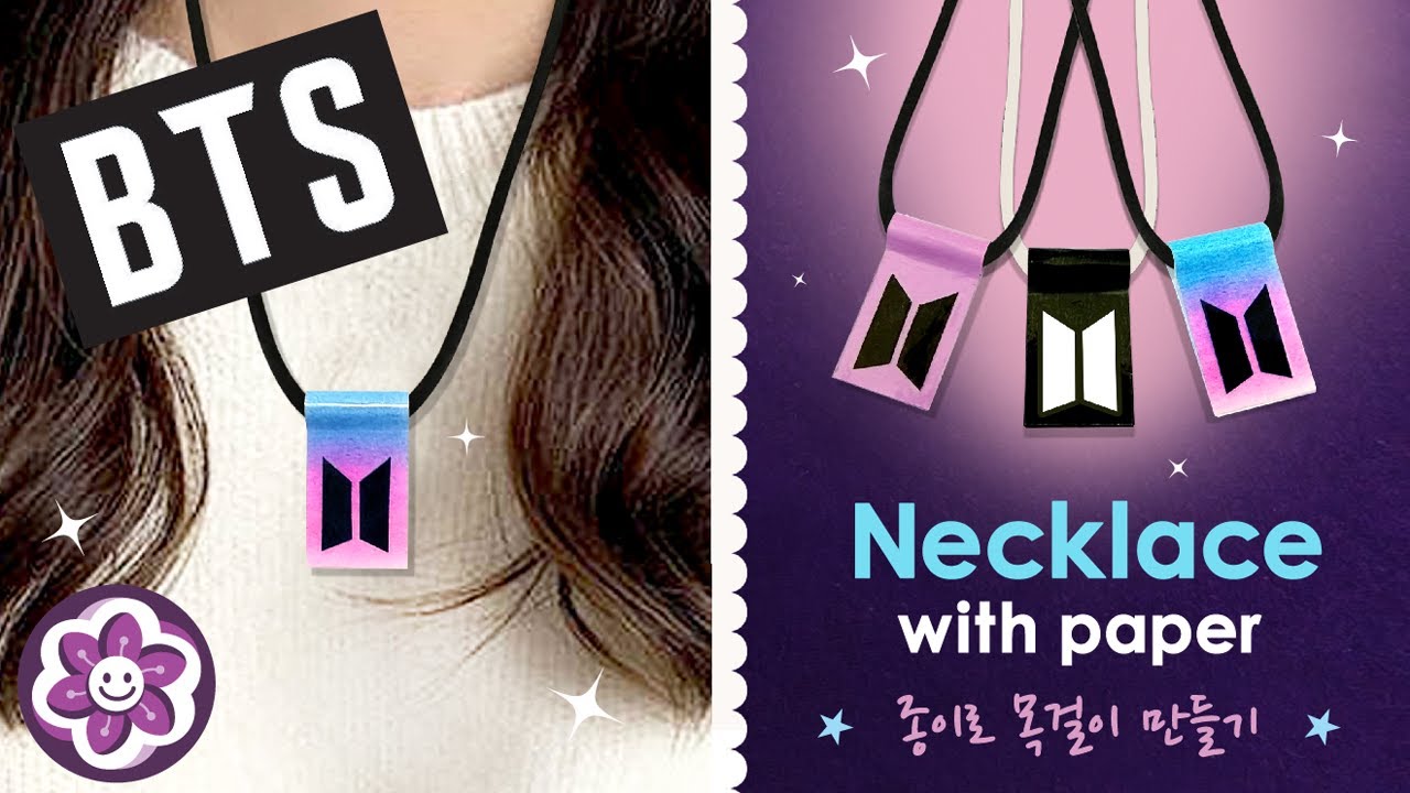 Simple! 💜 BTS Necklace with paper | BTS Pendant | DIY Paper Jewelry ...