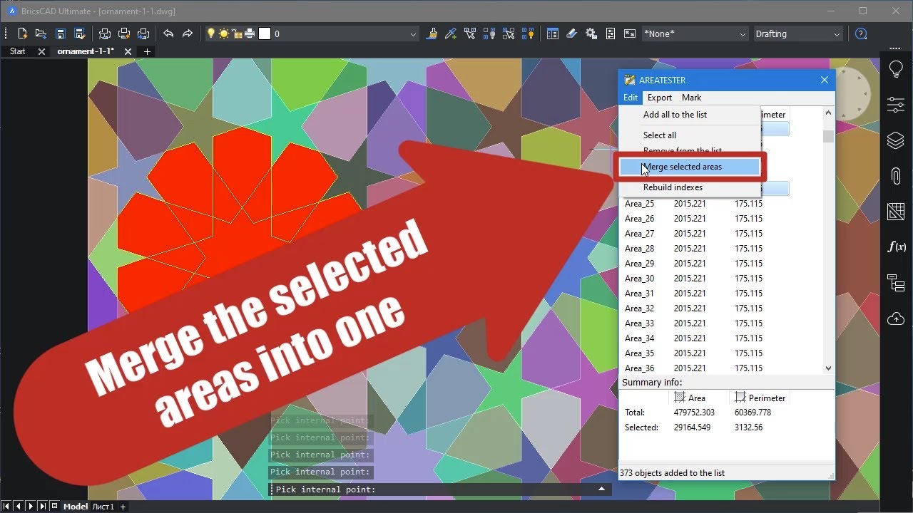 Calculate and label areas in BricsCAD using AreaTester plugin - YouTube