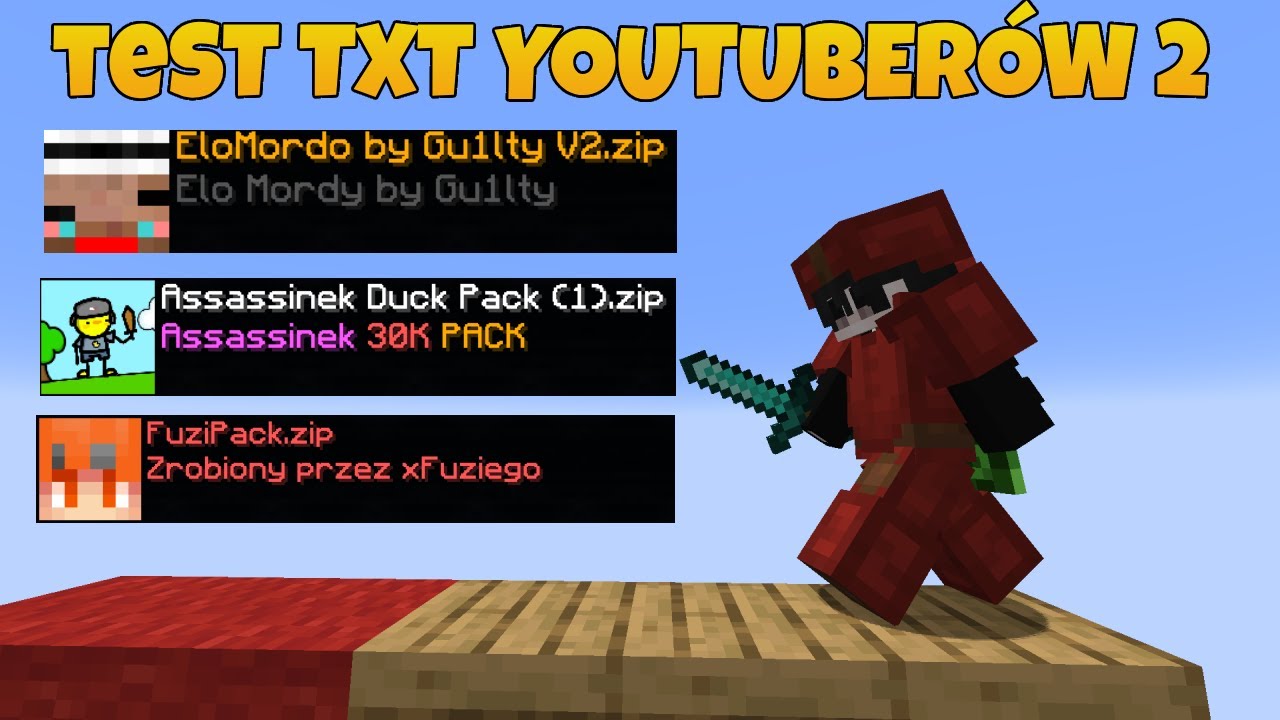 Testuje Texture Packi YouTuberów! 2 (EloMordo,Assassinek,Fuzi) - YouTube