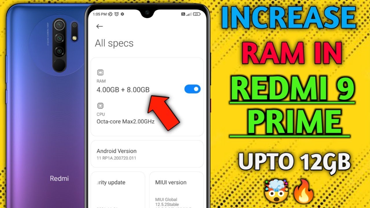 Increase RAM in Redmi 9 Prime upto 12 GB | Add 12gb ram in Redmi 9 ...