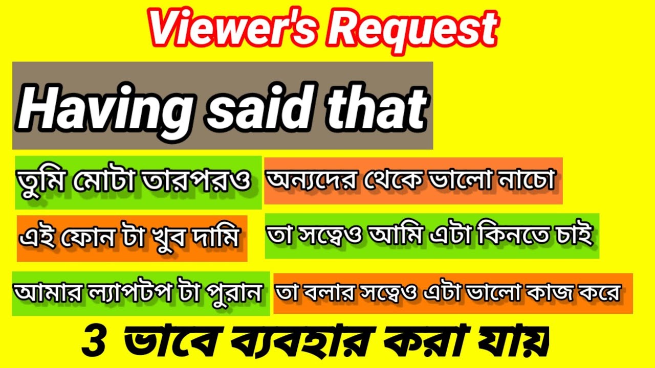 Use of having said that in english. @MamunsadvanceEnglish - YouTube