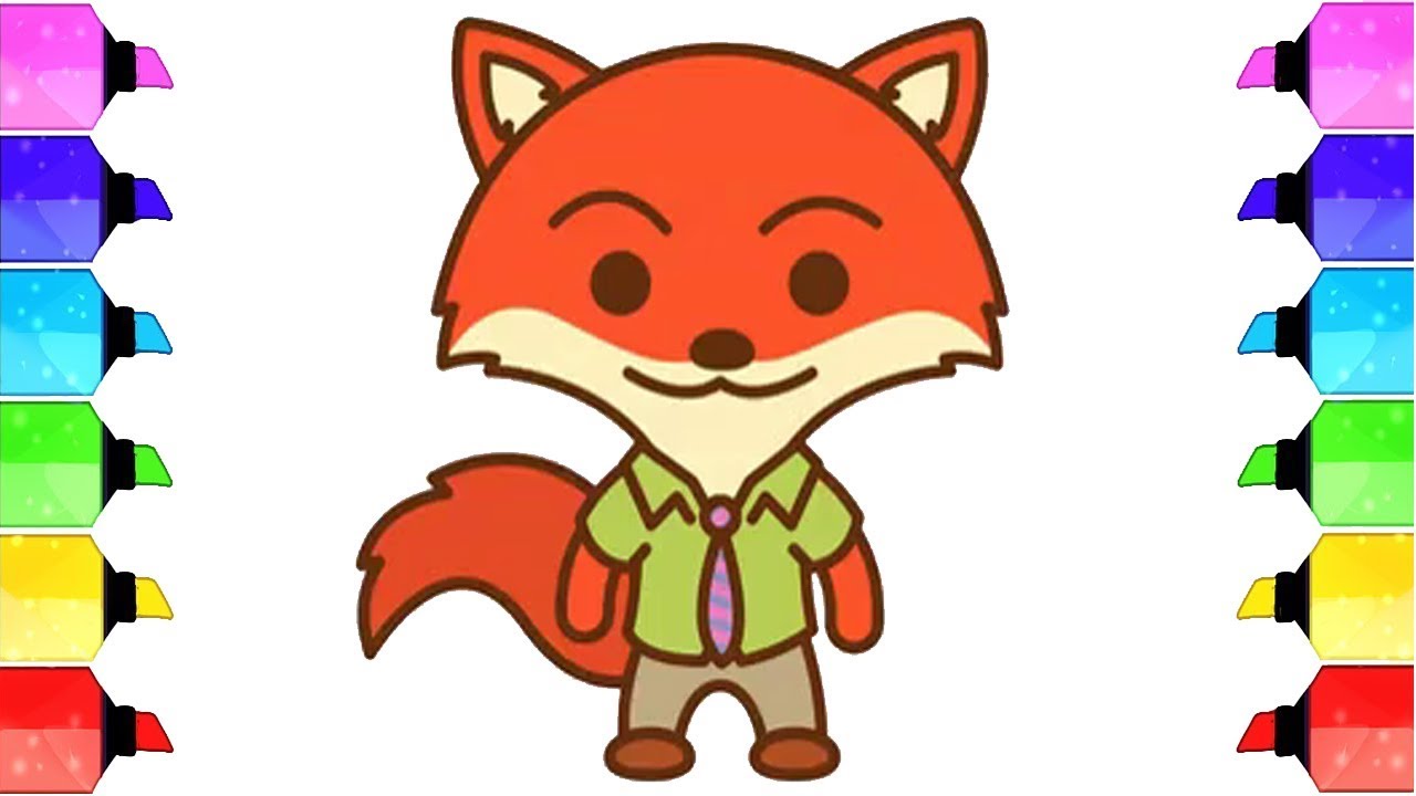 Zootopia Fox Nick Wilde Coloring Pages - ZOOTOPIA Drawing NICK WILDE ...