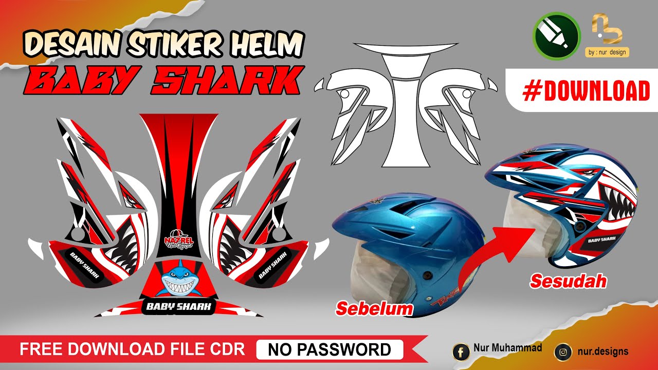 Stiker Helm Keren Motif Baby Shark ( Free CDR ) - Nur Designs - YouTube