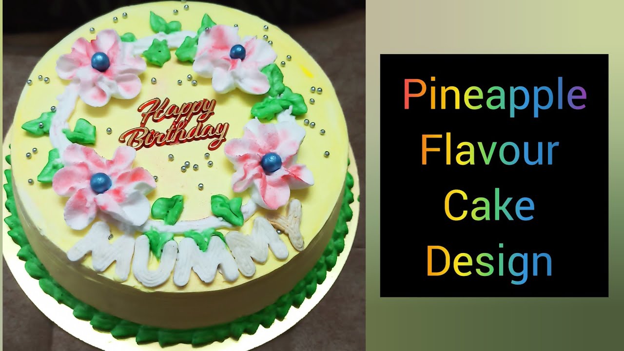 Pineapple cake decorating idea|500 gm cake design|easy cake decorating ...