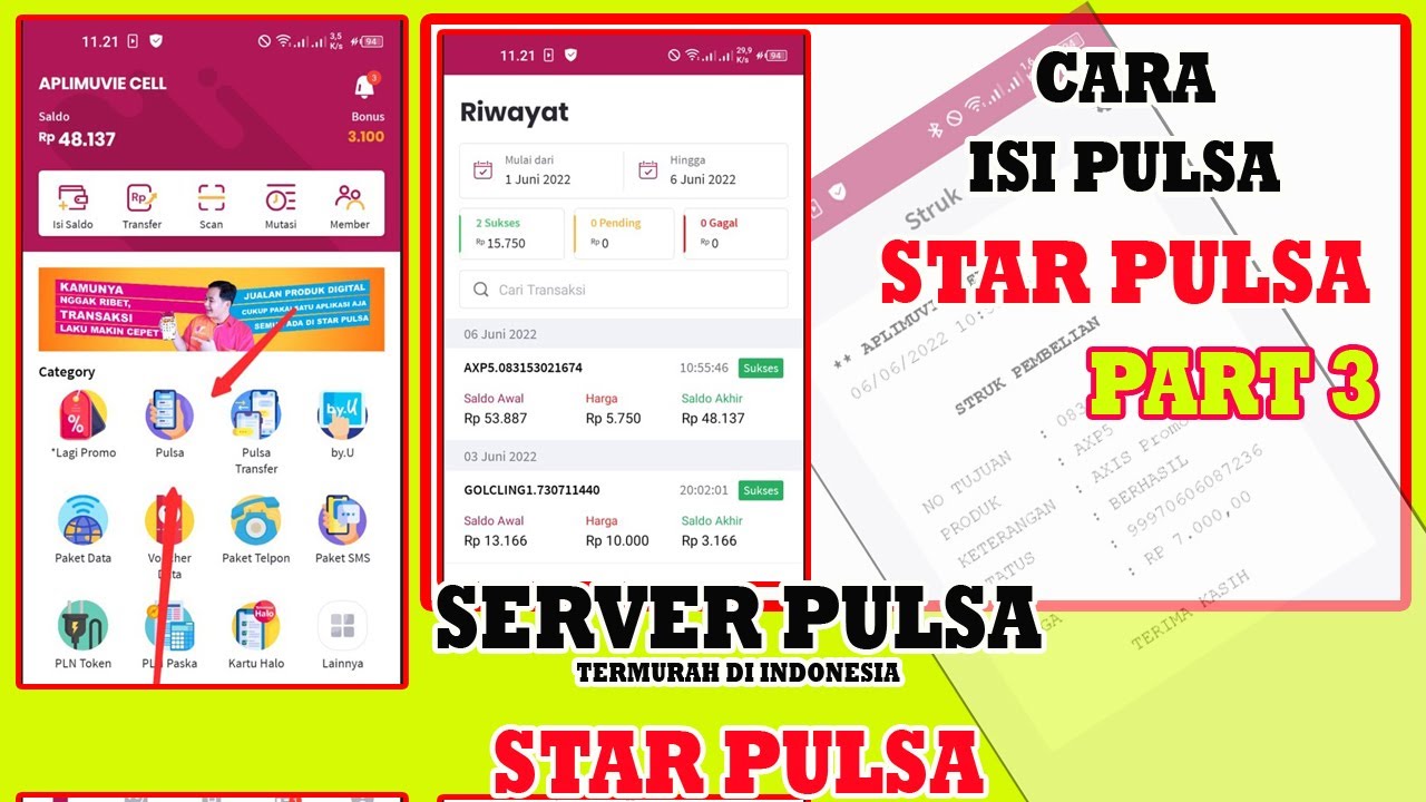 Cara isi Pulsa di Aplikasi Star Pulsa, Server Pulsa Termurah di ...