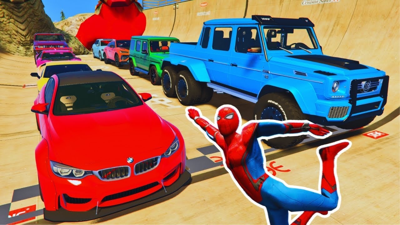 SPIDER-MAN TAKES ON THE MEGA RAMP WITH STUNNING SUPER CARS! 🌟🚗 | GTA V ...
