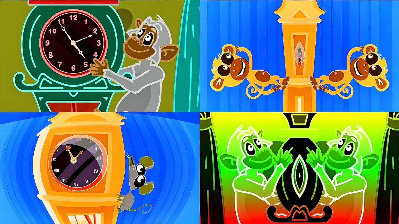 HICKORY DICKORY DOCK | 3 MONKEYS & 1 MOUSE ON THE CLOCK - YouTube